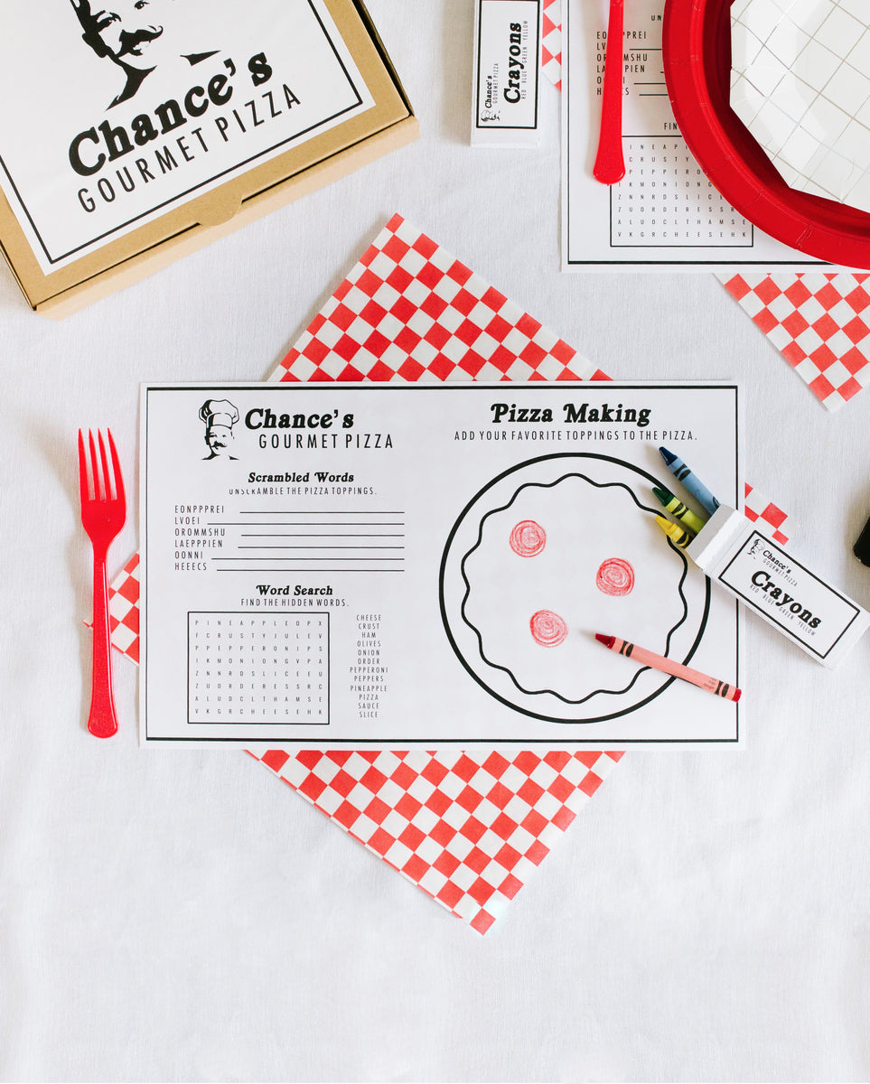 Pizza Party Printables - Customizable Placemats & Crayon Box Labels ...